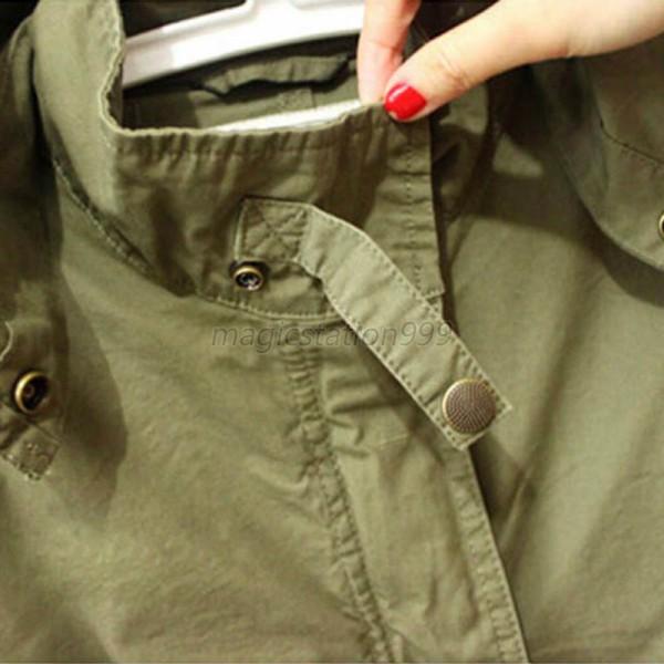 2015 New Womens Winter Warm Army Green Military Parka Trench Hooded